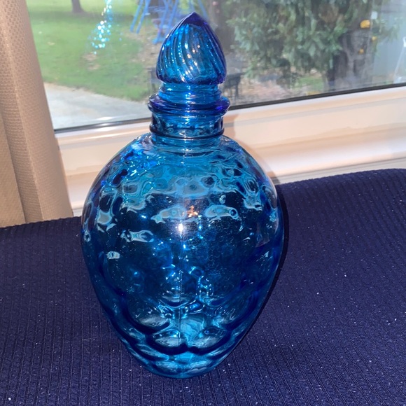 Indiana Glass | Accents | Vintage Decorative Glass Decanter Aqua Blue ...